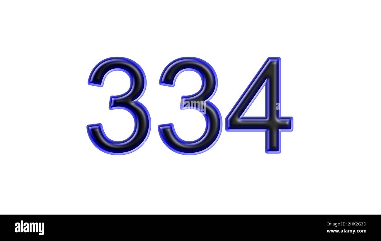 blue 334 number 3d effect white background Stock Photo - Alamy