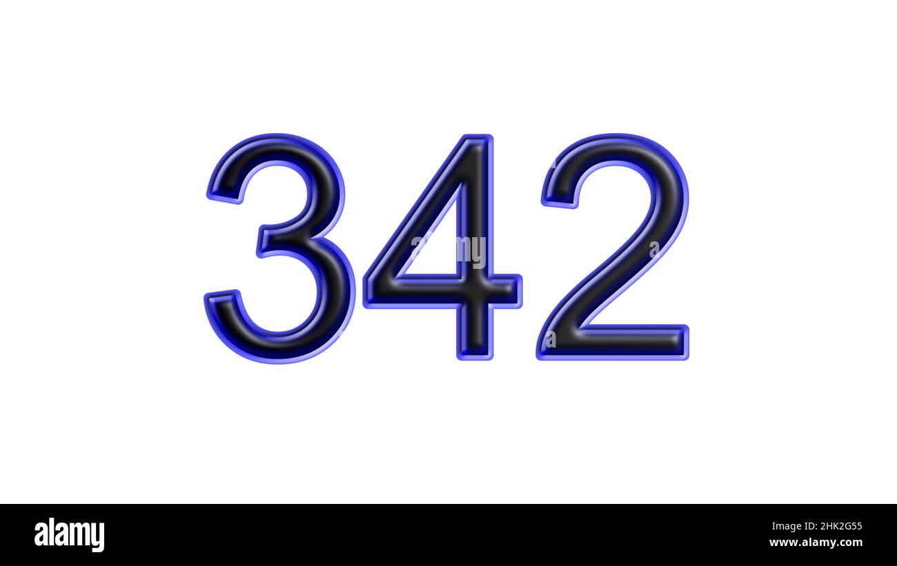 blue 342 number 3d effect white background Stock Photo - Alamy