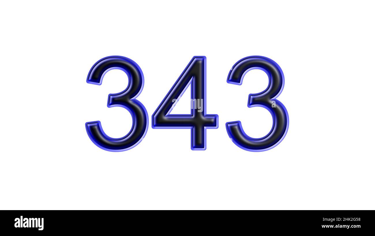blue 343 number 3d effect white background Stock Photo - Alamy
