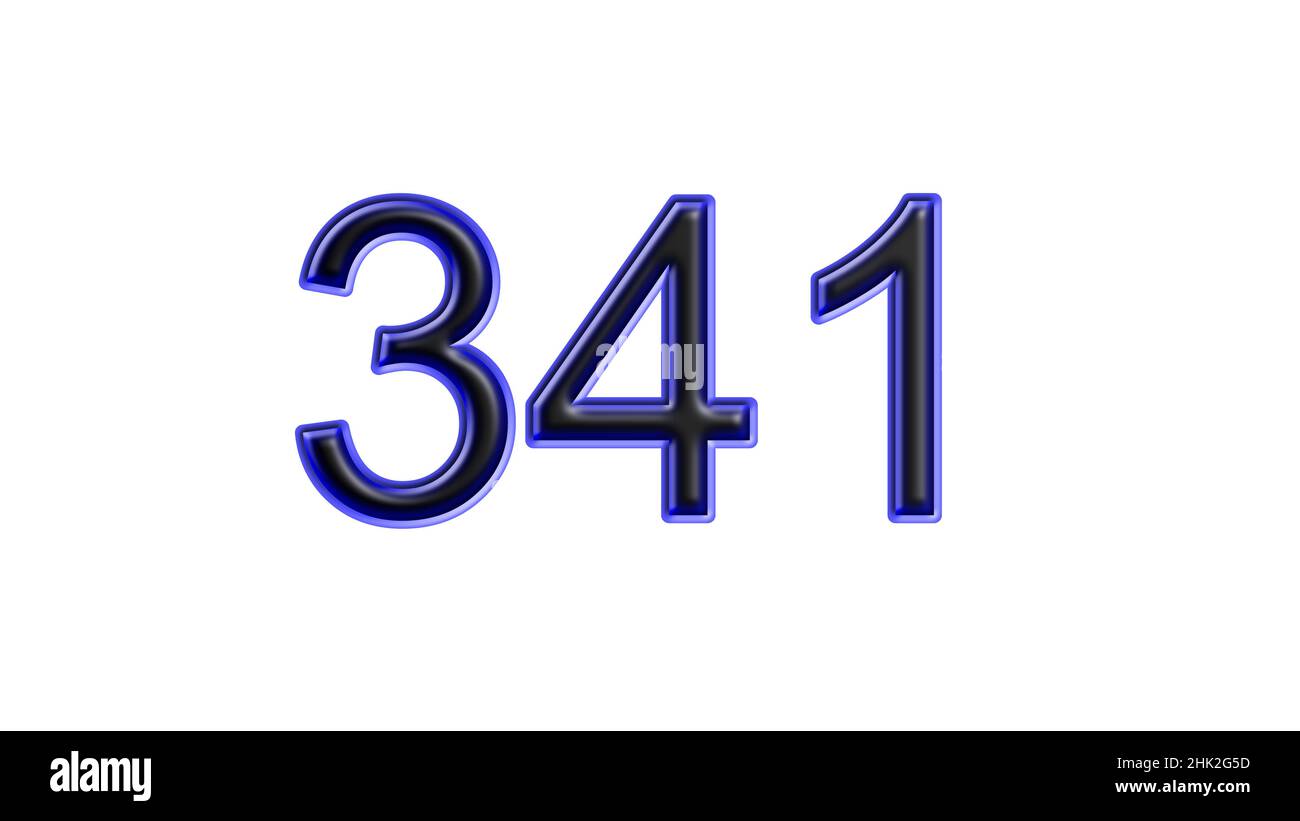 blue 341 number 3d effect white background Stock Photo - Alamy