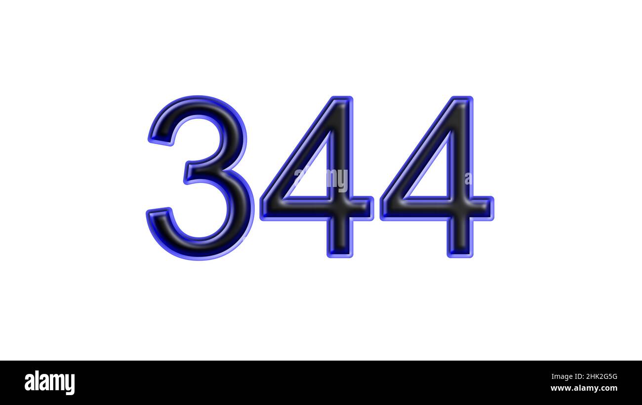 blue 344 number 3d effect white background Stock Photo - Alamy