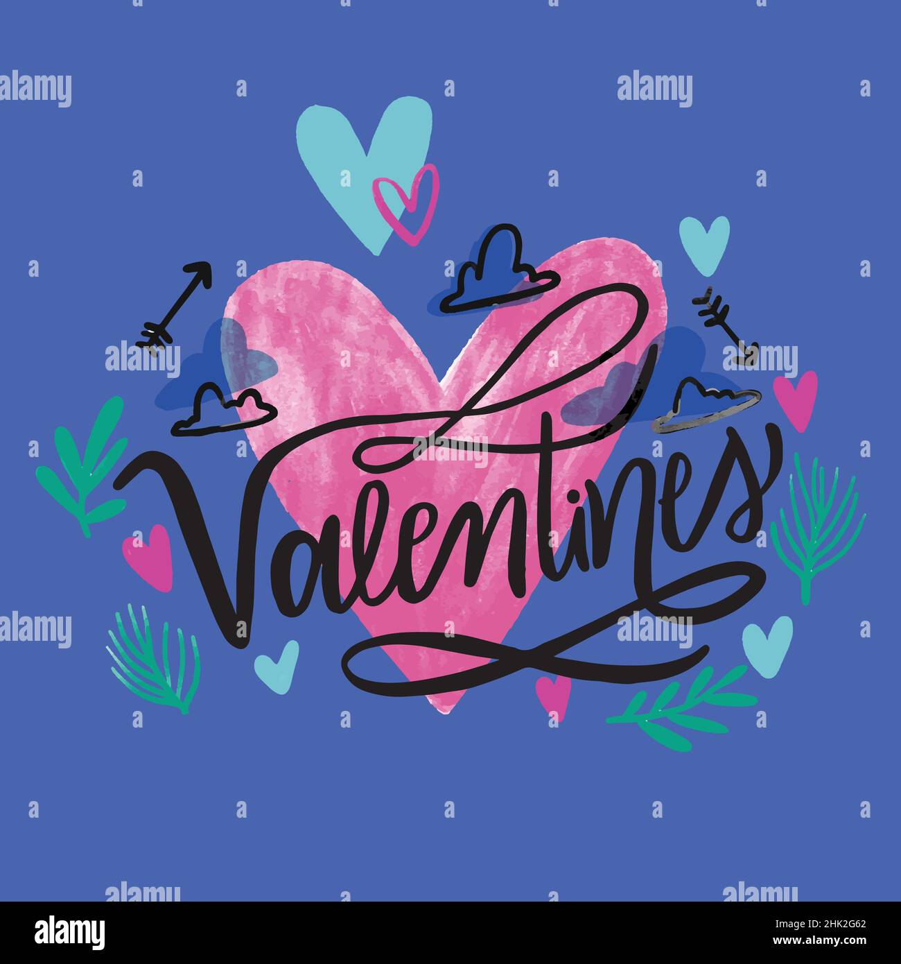 beautiful happy valentine lettering design vector illustration Stock ...