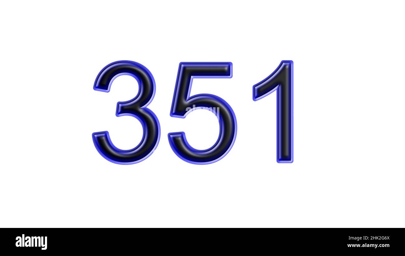 blue 351 number 3d effect white background Stock Photo - Alamy