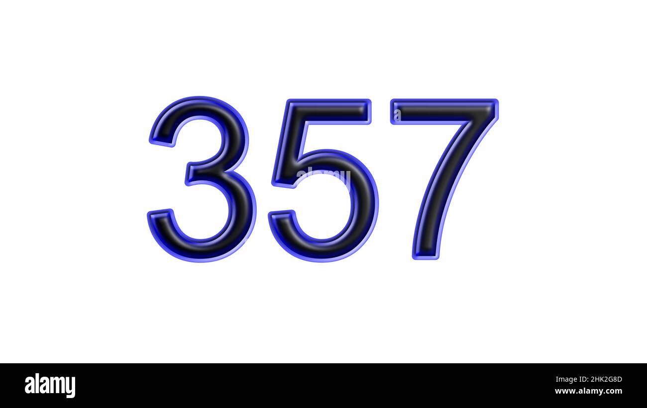 blue 357 number 3d effect white background Stock Photo - Alamy
