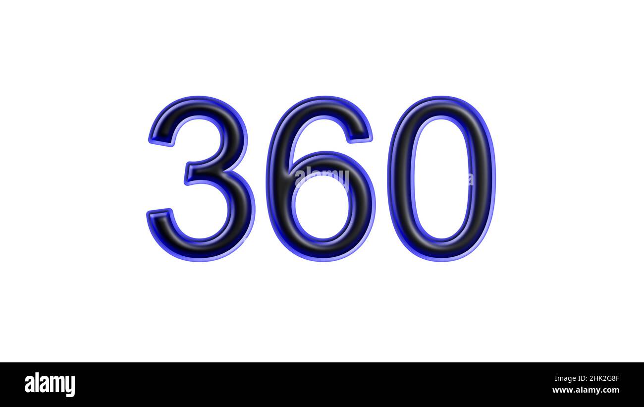 blue 360 number 3d effect white background Stock Photo - Alamy