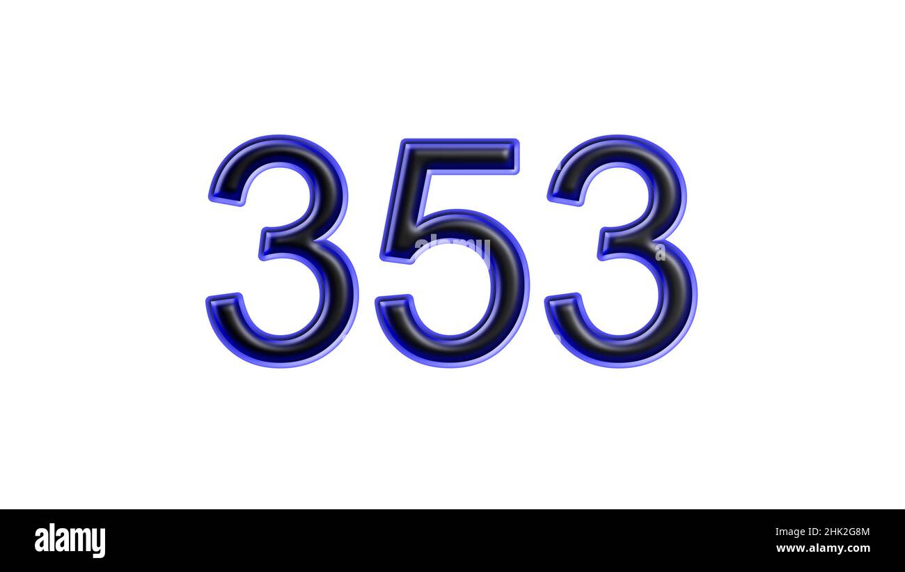 blue 353 number 3d effect white background Stock Photo - Alamy