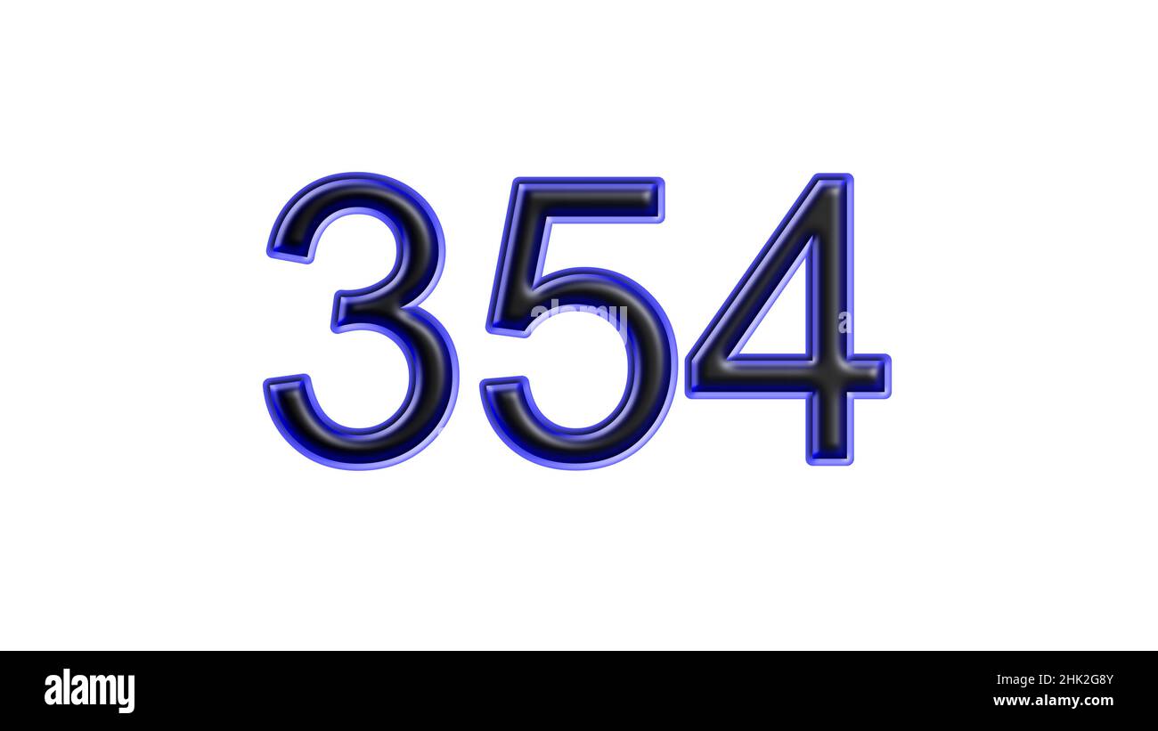 blue 354 number 3d effect white background Stock Photo - Alamy