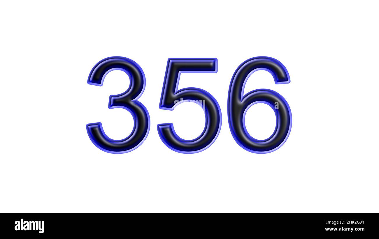 blue 356 number 3d effect white background Stock Photo - Alamy