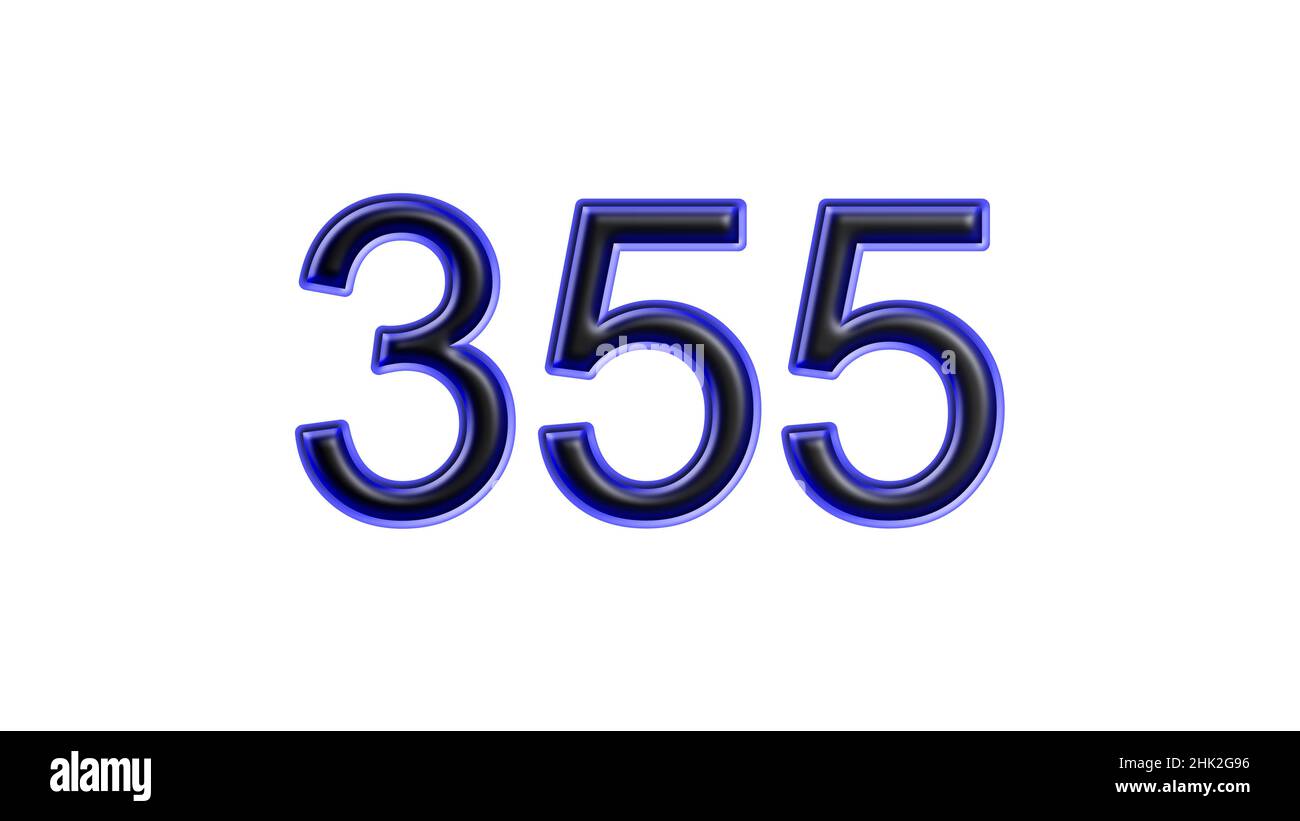 blue 355 number 3d effect white background Stock Photo - Alamy