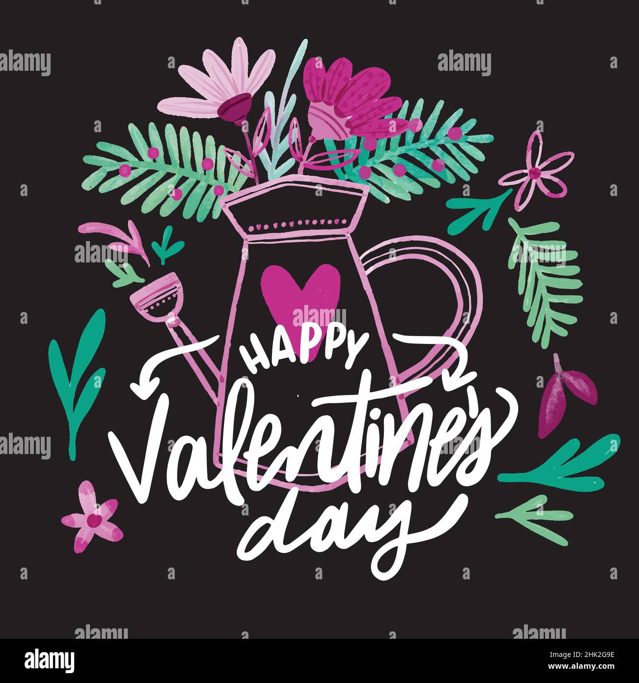 beautiful happy valentine lettering design vector illustration Stock ...