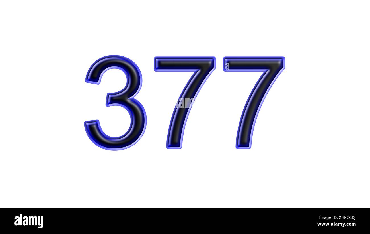 blue 377 number 3d effect white background Stock Photo - Alamy