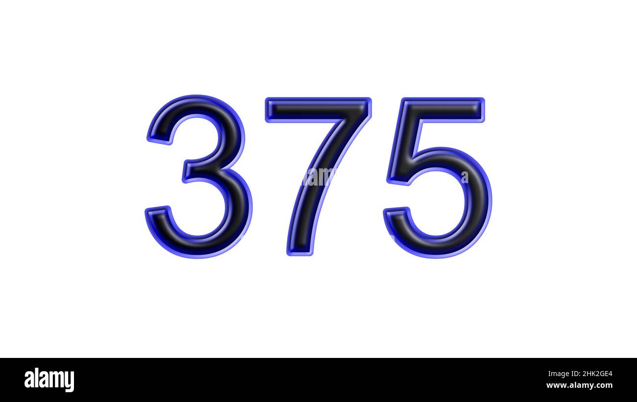 blue 375 number 3d effect white background Stock Photo - Alamy