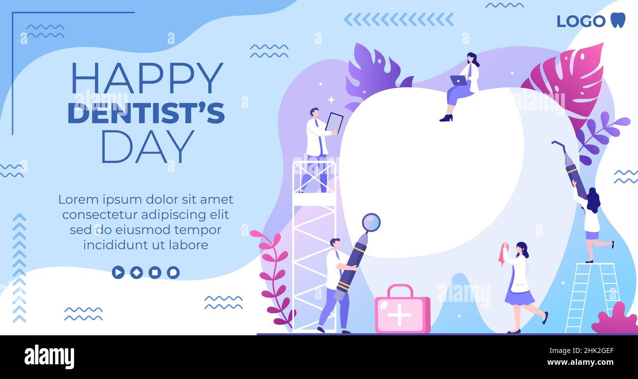 Dentist Day Post Template Flat Dental Design Illustration Editable of ...