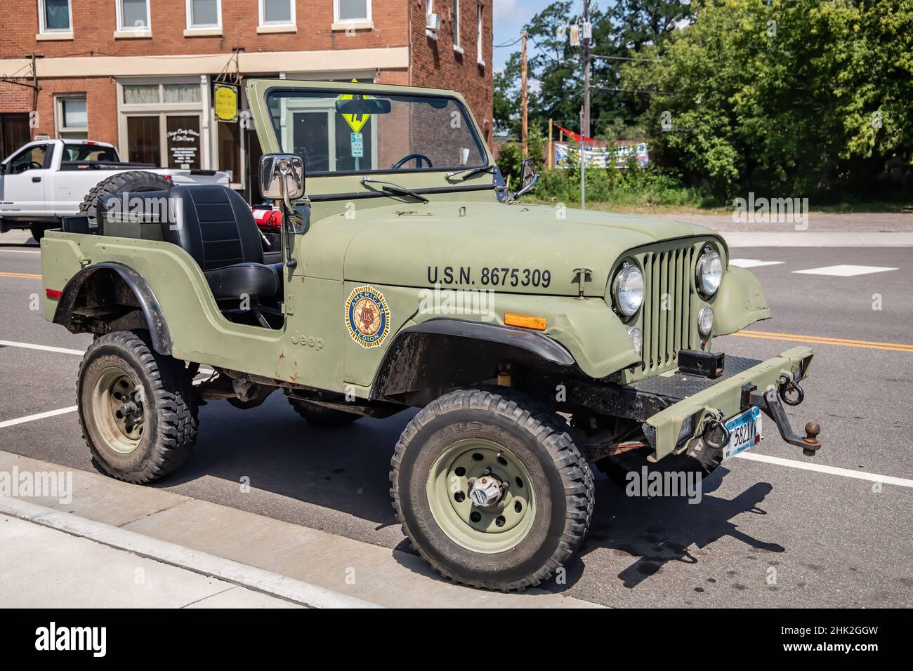 Old U.S.N. Jeep parked on a city street in small town U.S.A Stock Photo ...