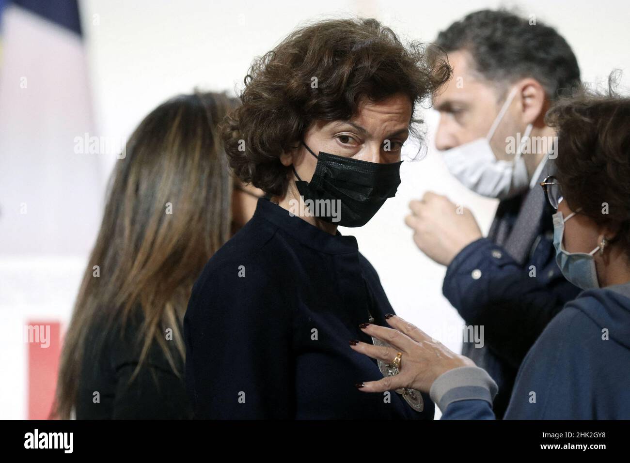 Director-General of the UNESCO Audrey Azoulay attends a meeting on ...