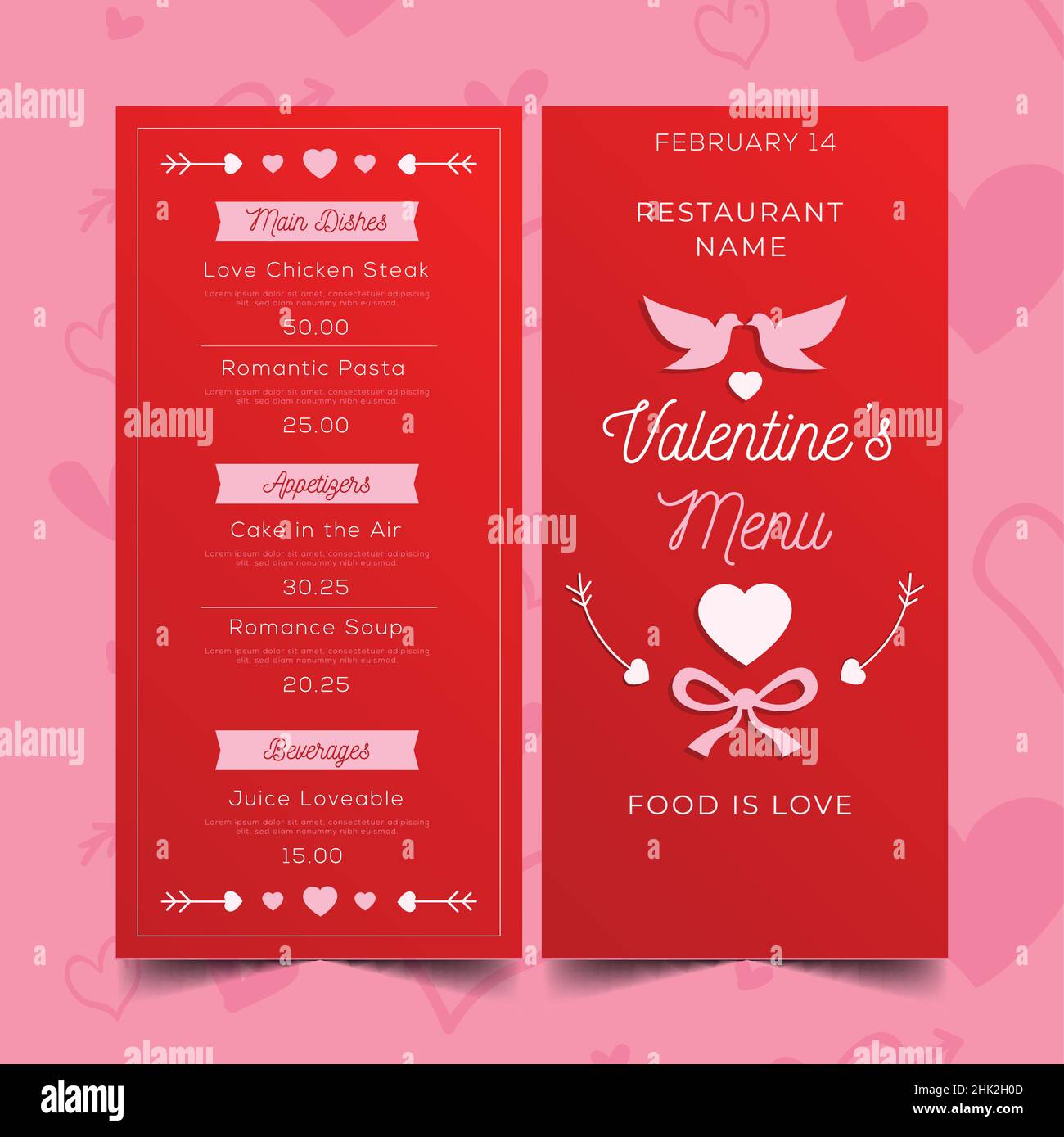 valentine menu template design vector illustration Stock Vector Image ...
