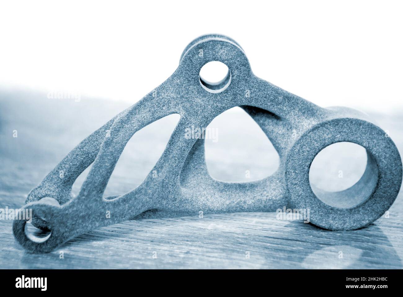 Gray abstract model object printed on 3d printer from powder close-up ...