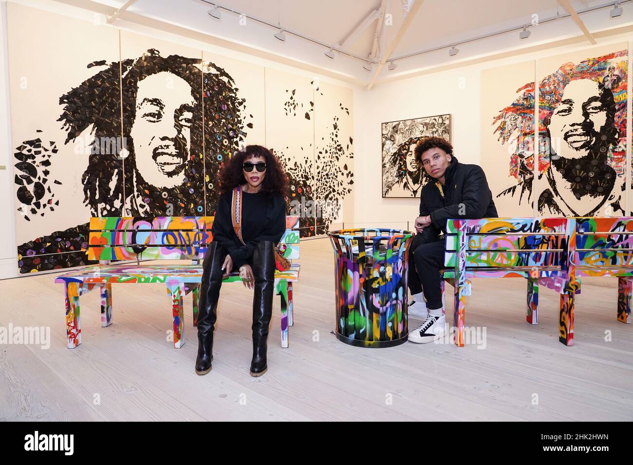 Bob and Rita Marley's daughter Cedella Marley and her son Saiyan Marley ...