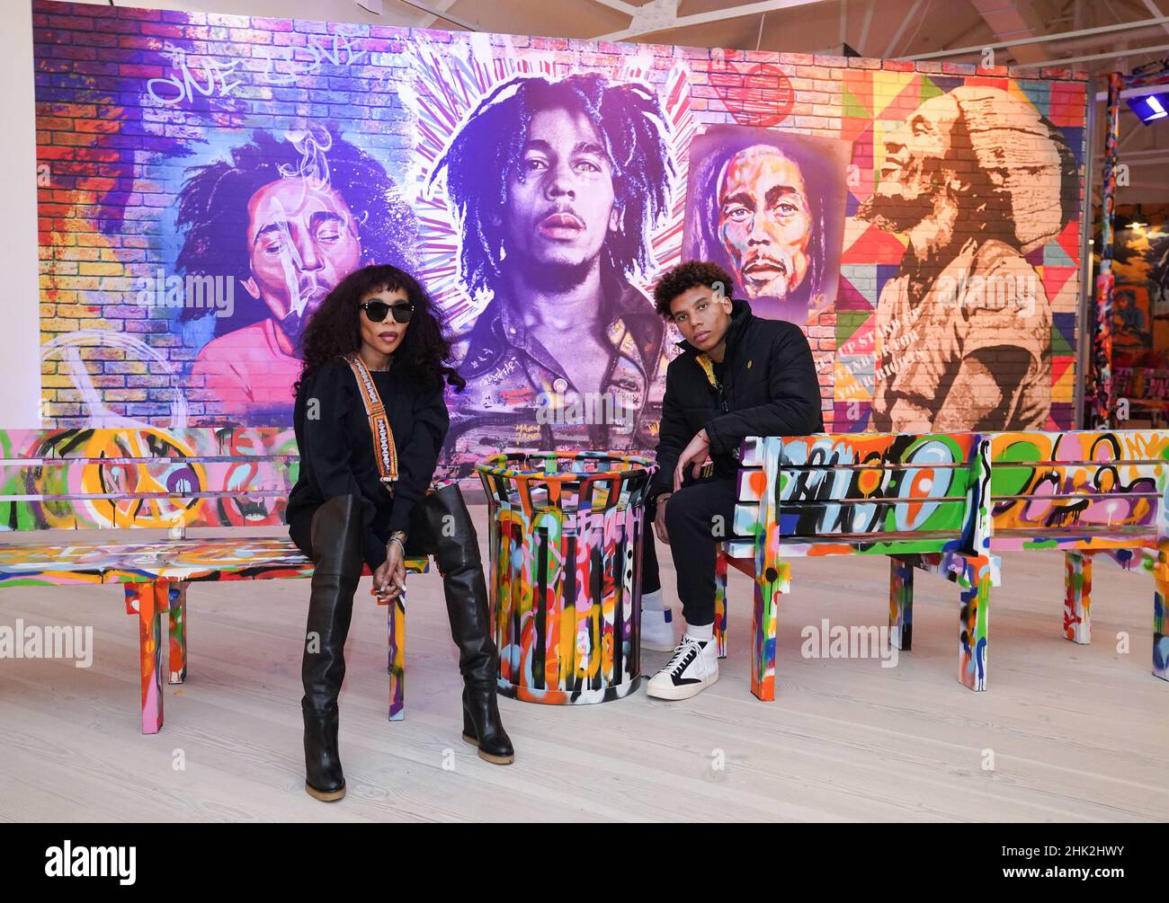 Bob and Rita Marley's daughter Cedella Marley and her son Saiyan Marley ...