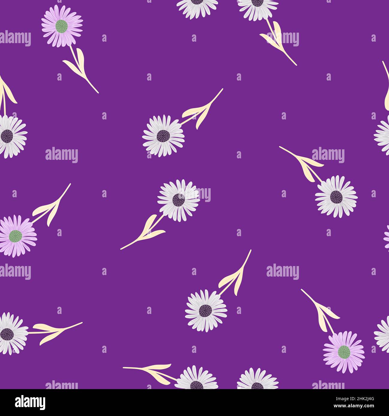 Chrysanthemum silhouettes seamless pattern in hand drawn doodle style ...