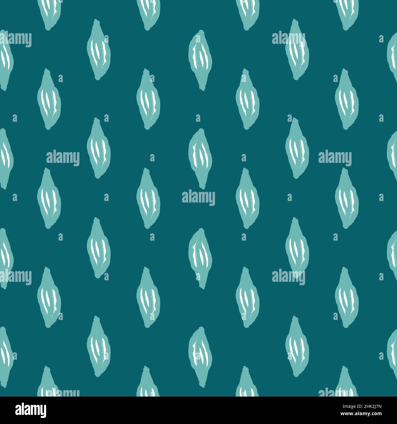 Vintage seamless nature pattern with botanic abstract blue leaves ...