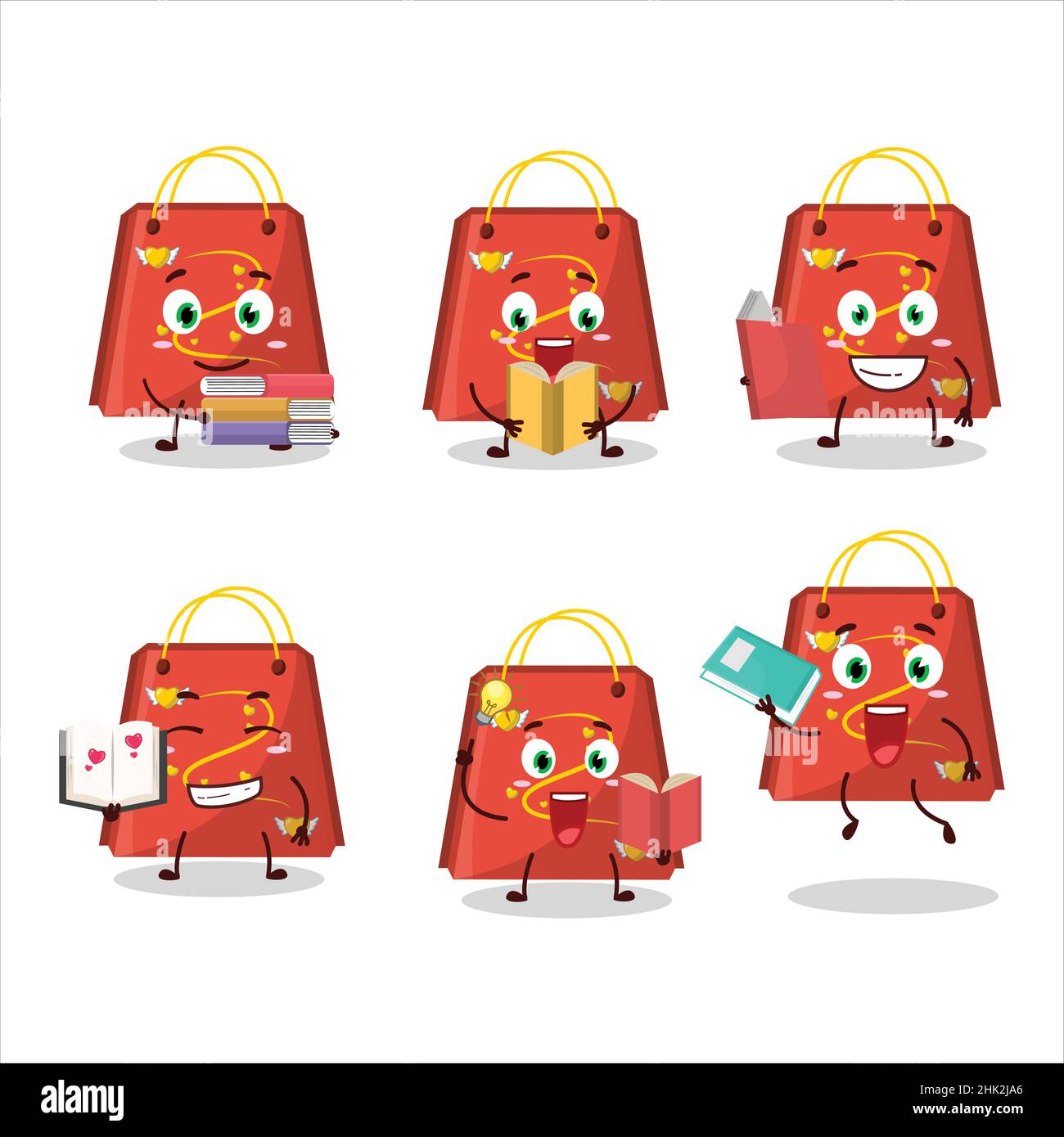 A picture of red love bag cartoon character concept reading an amusing ...