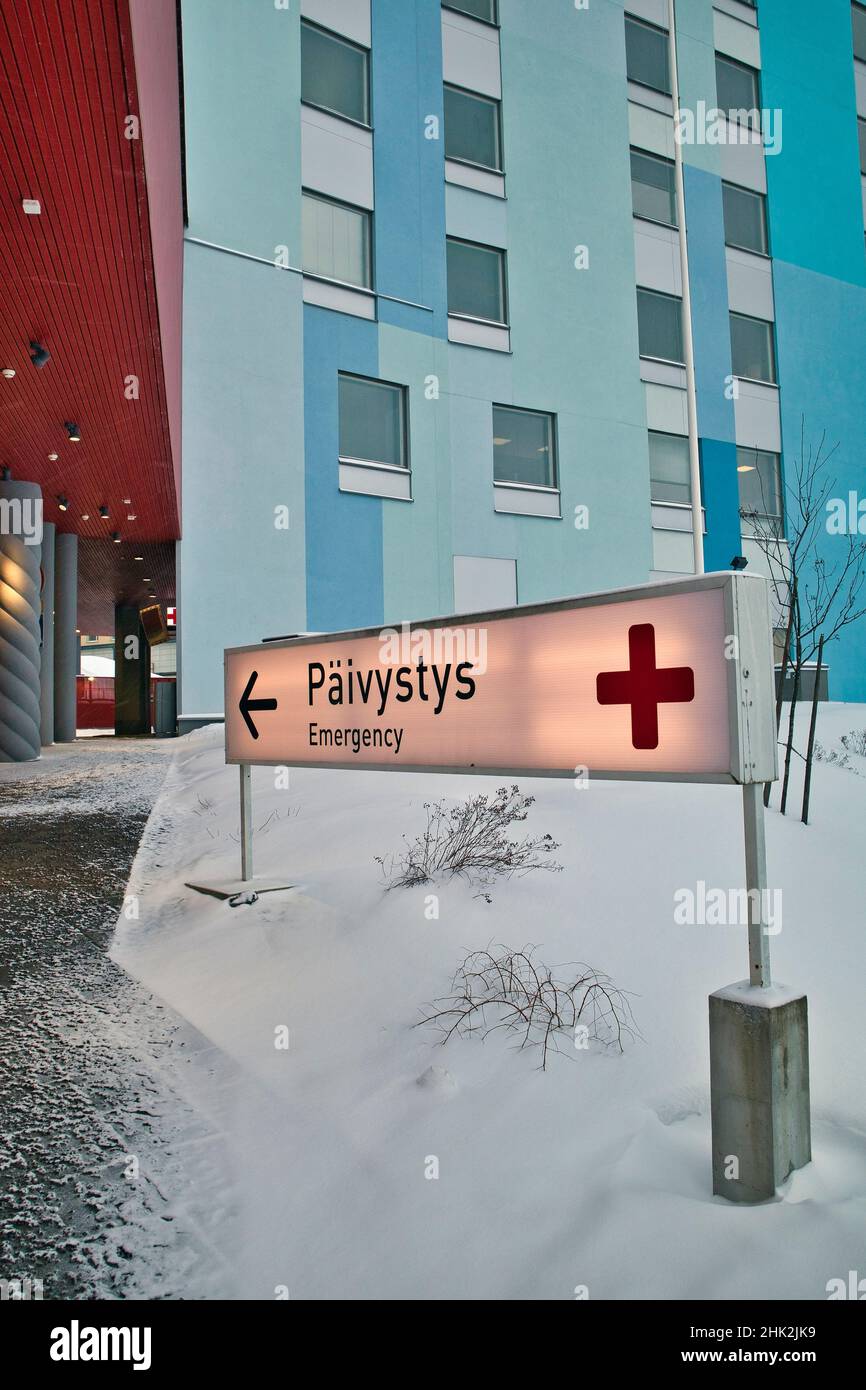 Finnish hospital emergency sign Stock Photo - Alamy