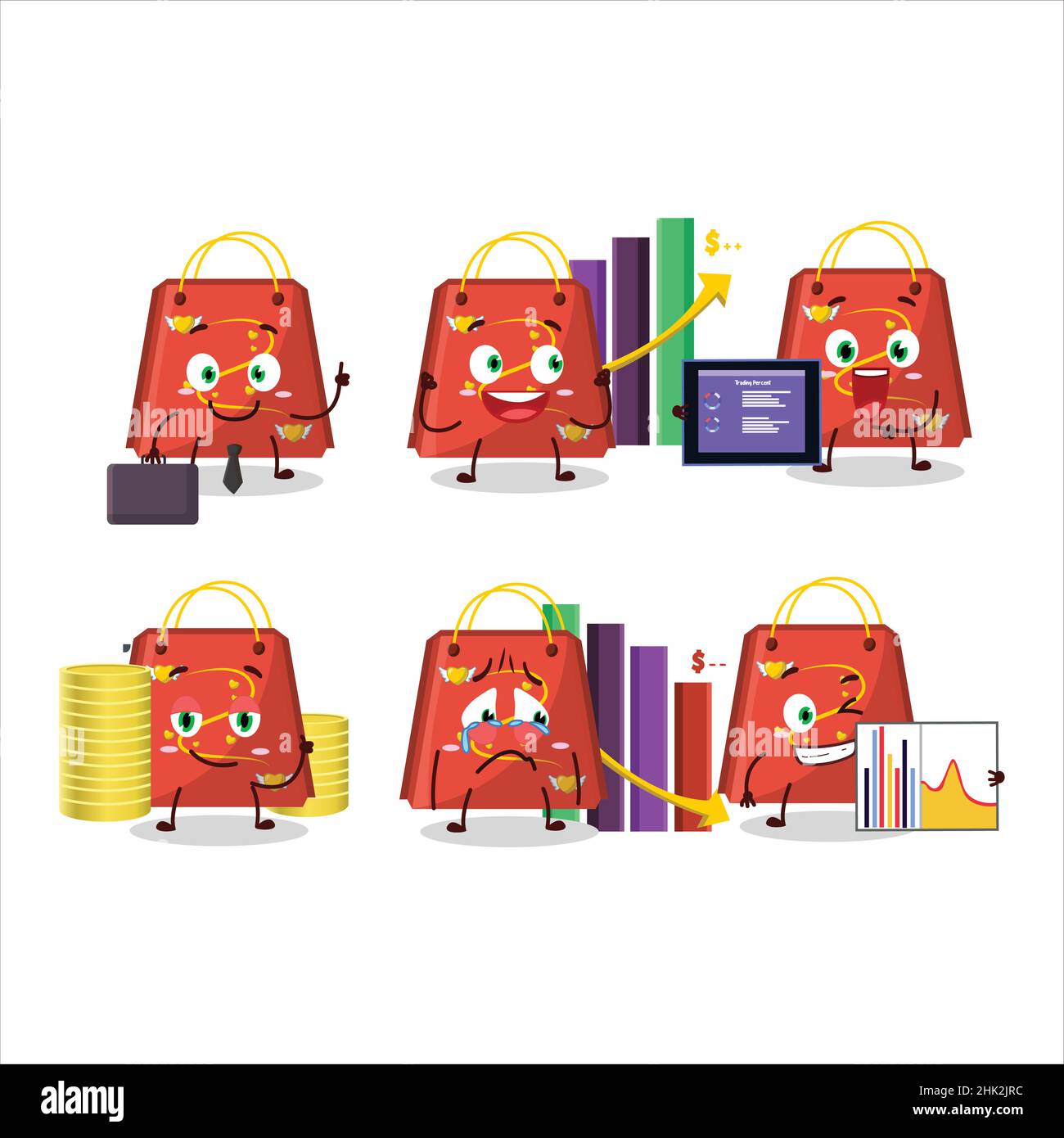 Red love bag character designs as a trader investment mascot. Vector ...