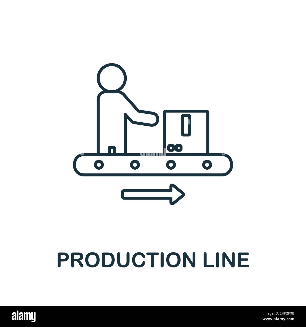 Production Line icon. Line element from production management collection. Linear Production Line ...