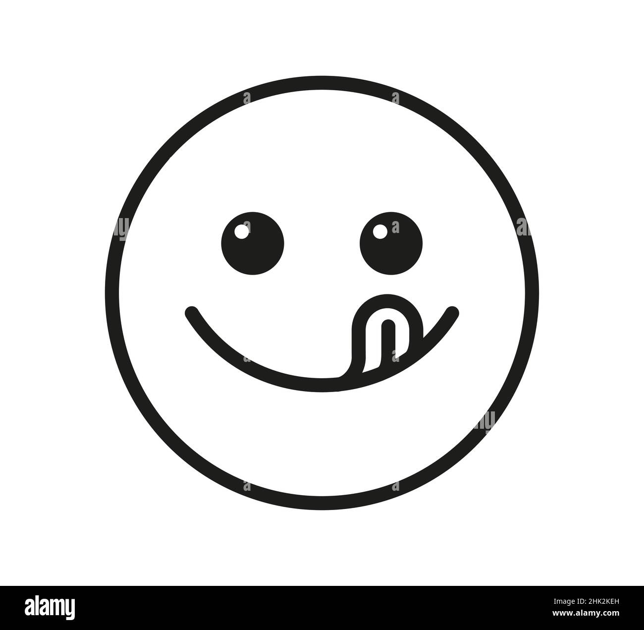 Yummy smile emoji with tongue lick mouth. Delicious tasty food symbol ...