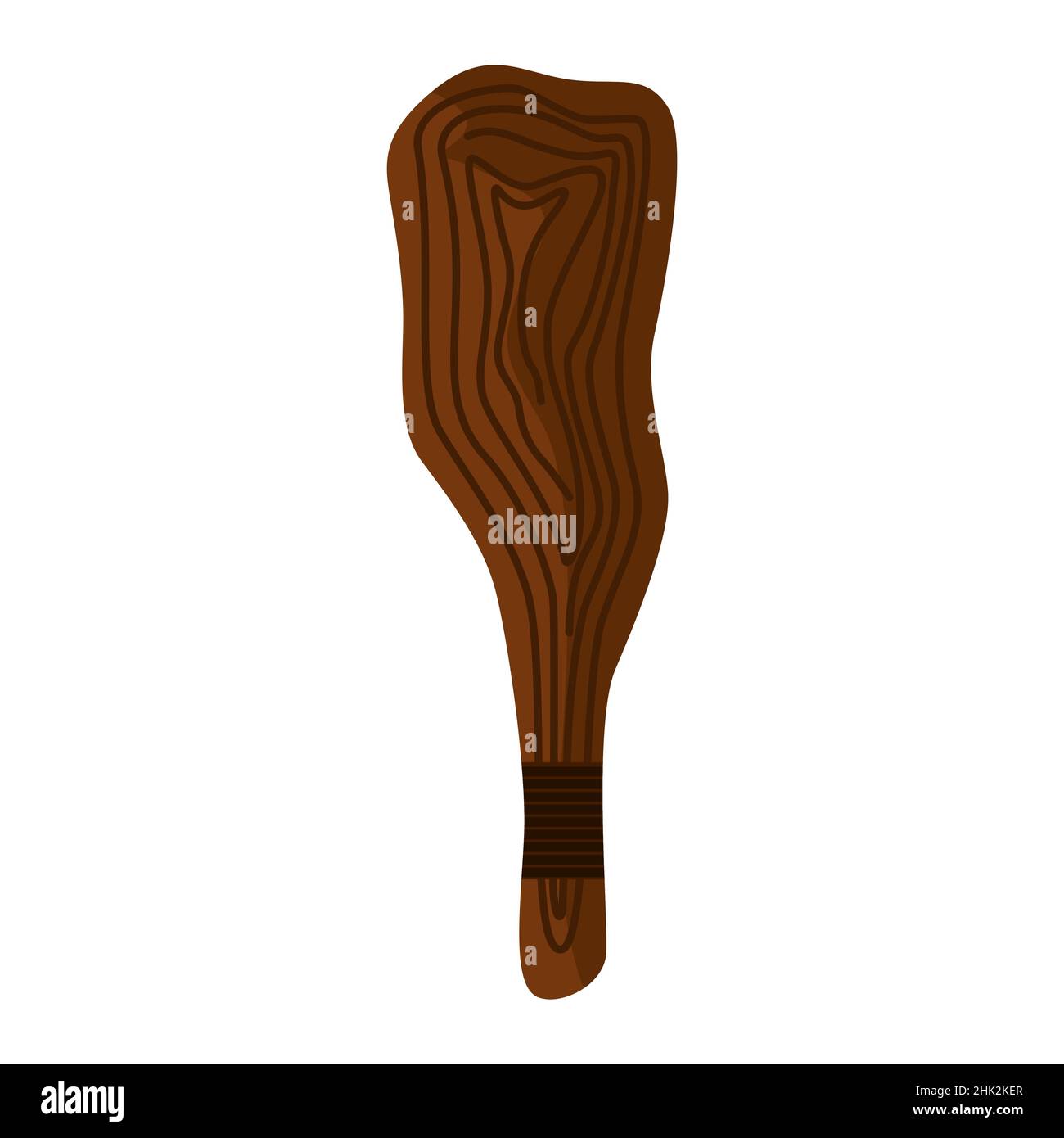 Truncheon of stone age on white background.Bludgeon from wood in flat ...