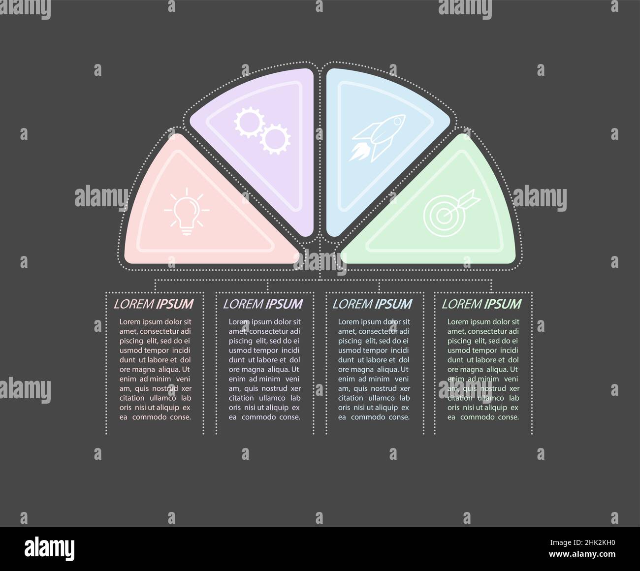 4 stages of development, improvement or training. Infographics with ...