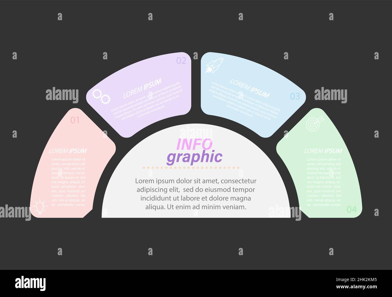 4 stages of development, improvement or training. Infographics with ...