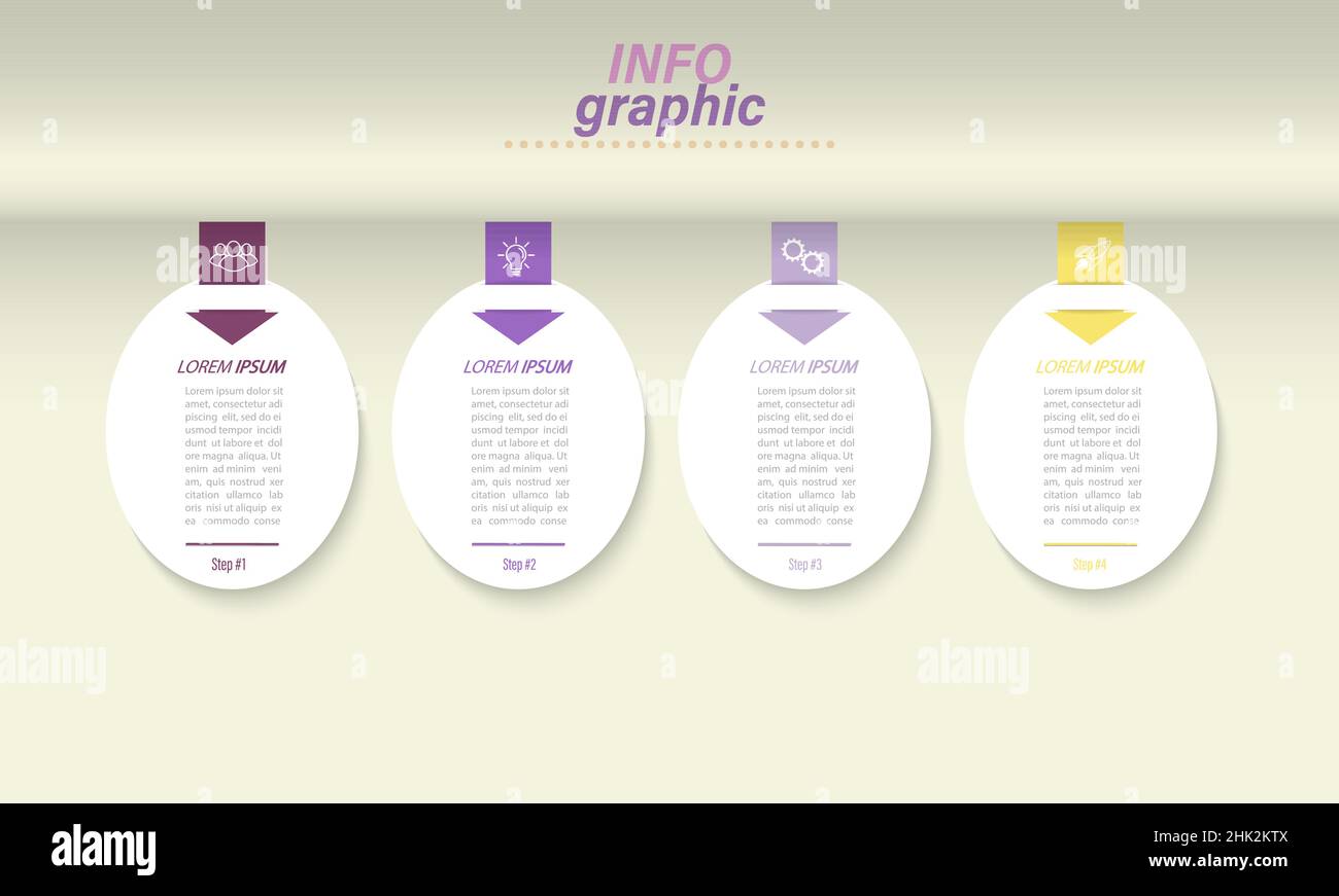 4 stages of development, improvement or training. Infographics with ...
