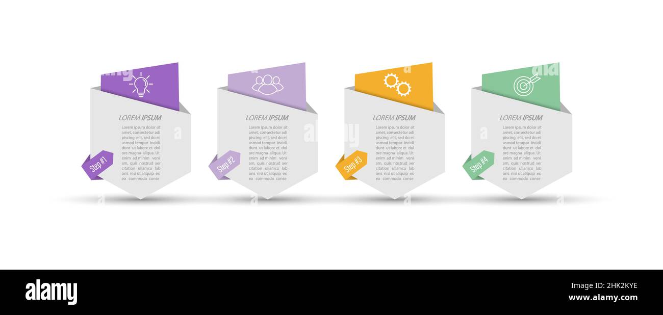 4 stages of development, improvement or training. Infographics with ...