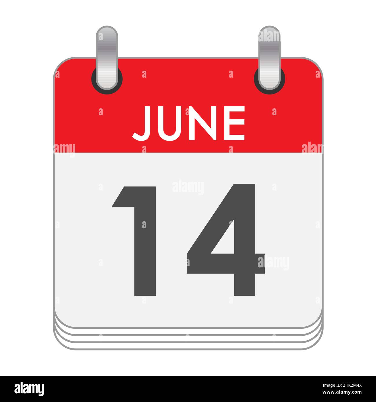JUNE 14. A leaf of the flip calendar with the date of JUNE 14. Flat ...