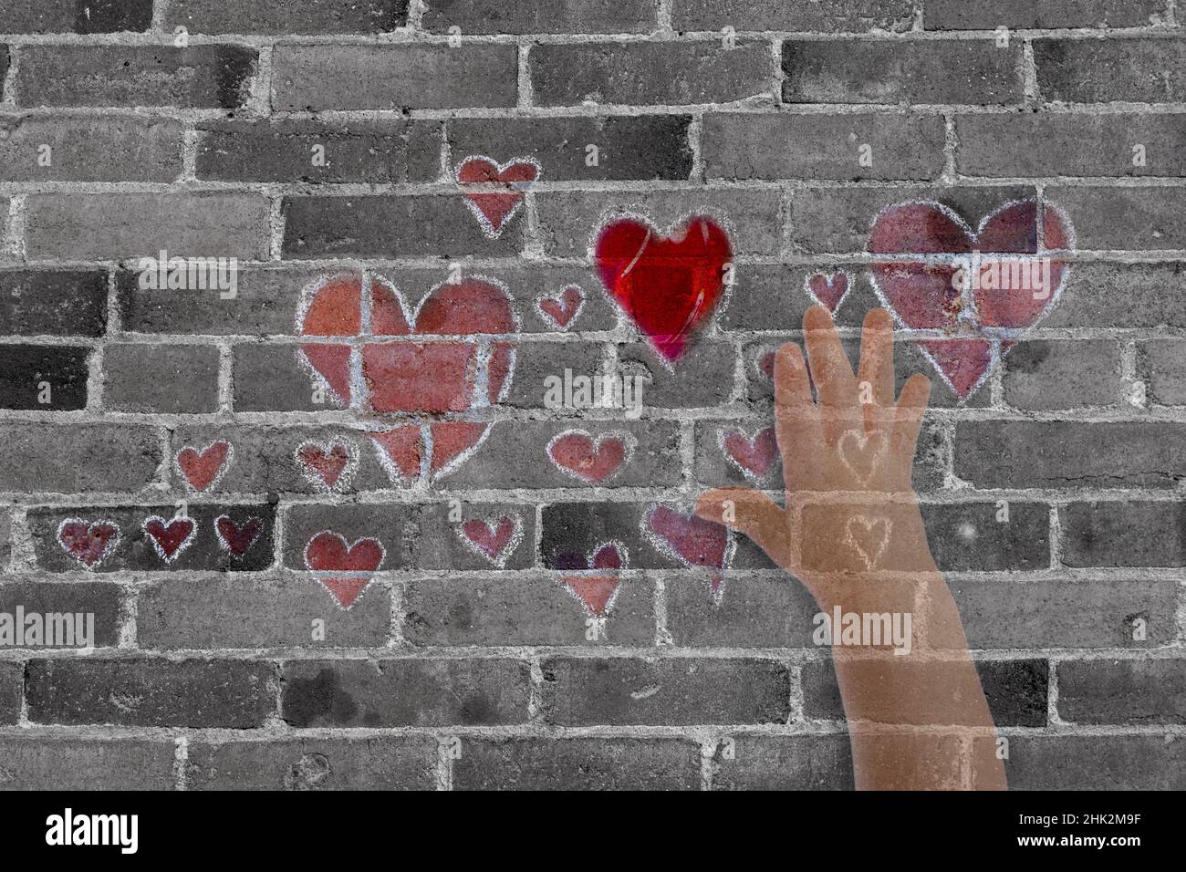 Pink brick wall heart hi-res stock photography and images - Alamy