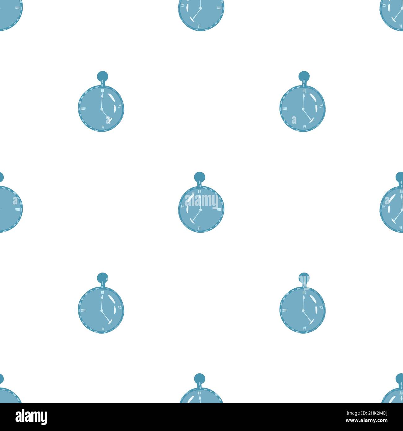 Isolated seamless pattern with stopwatch blue timer elements. White ...
