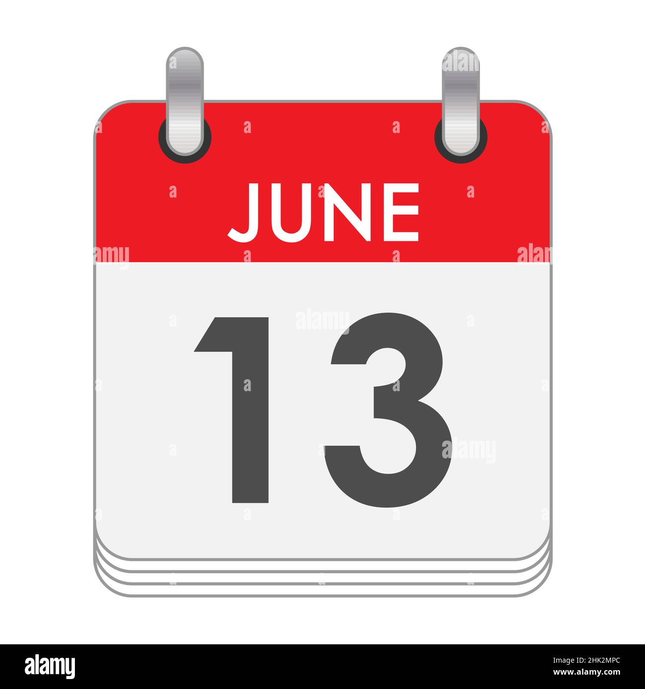 JUNE 13. A leaf of the flip calendar with the date of JUNE 13. Flat ...