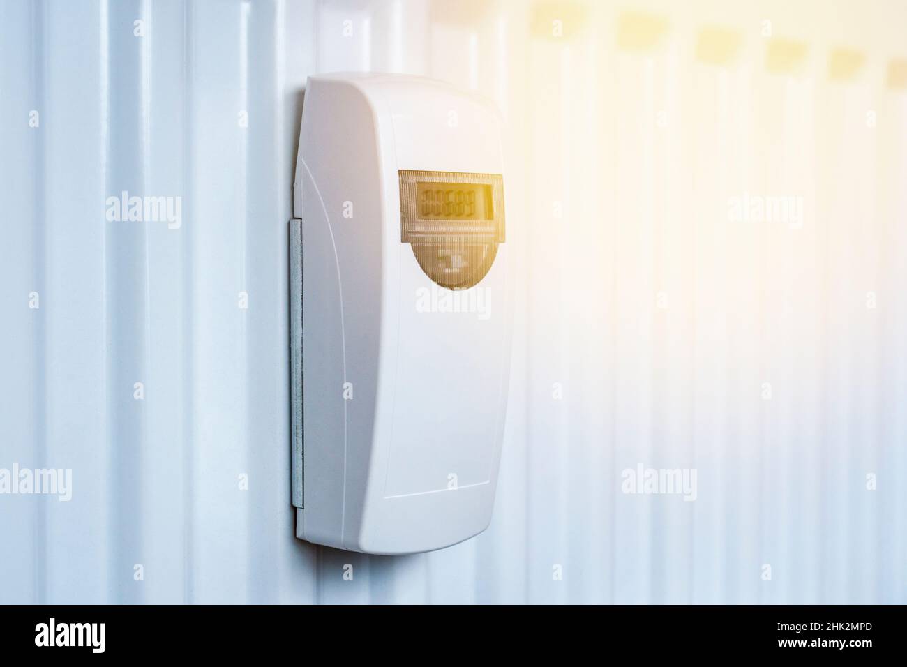 Modern radiator with thermostat regulation and electronic consumption ...