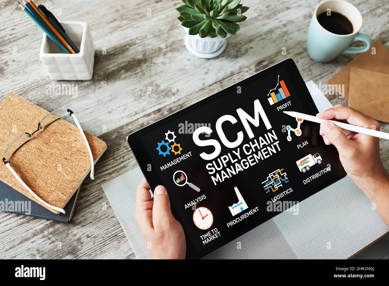 SCM - Supply Chain Management and business strategy concept on the ...