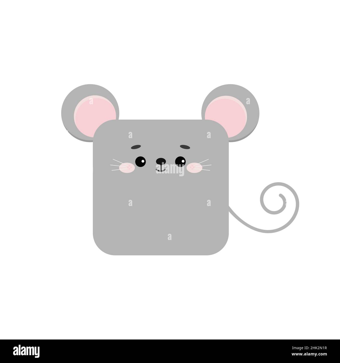 Square mouse or rat farm animal face icon isolated on white background ...