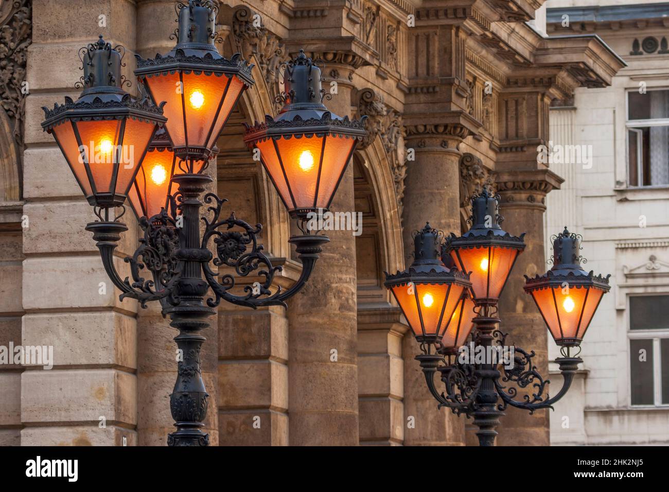Hungary, Budapest. Streetlights Stock Photo - Alamy