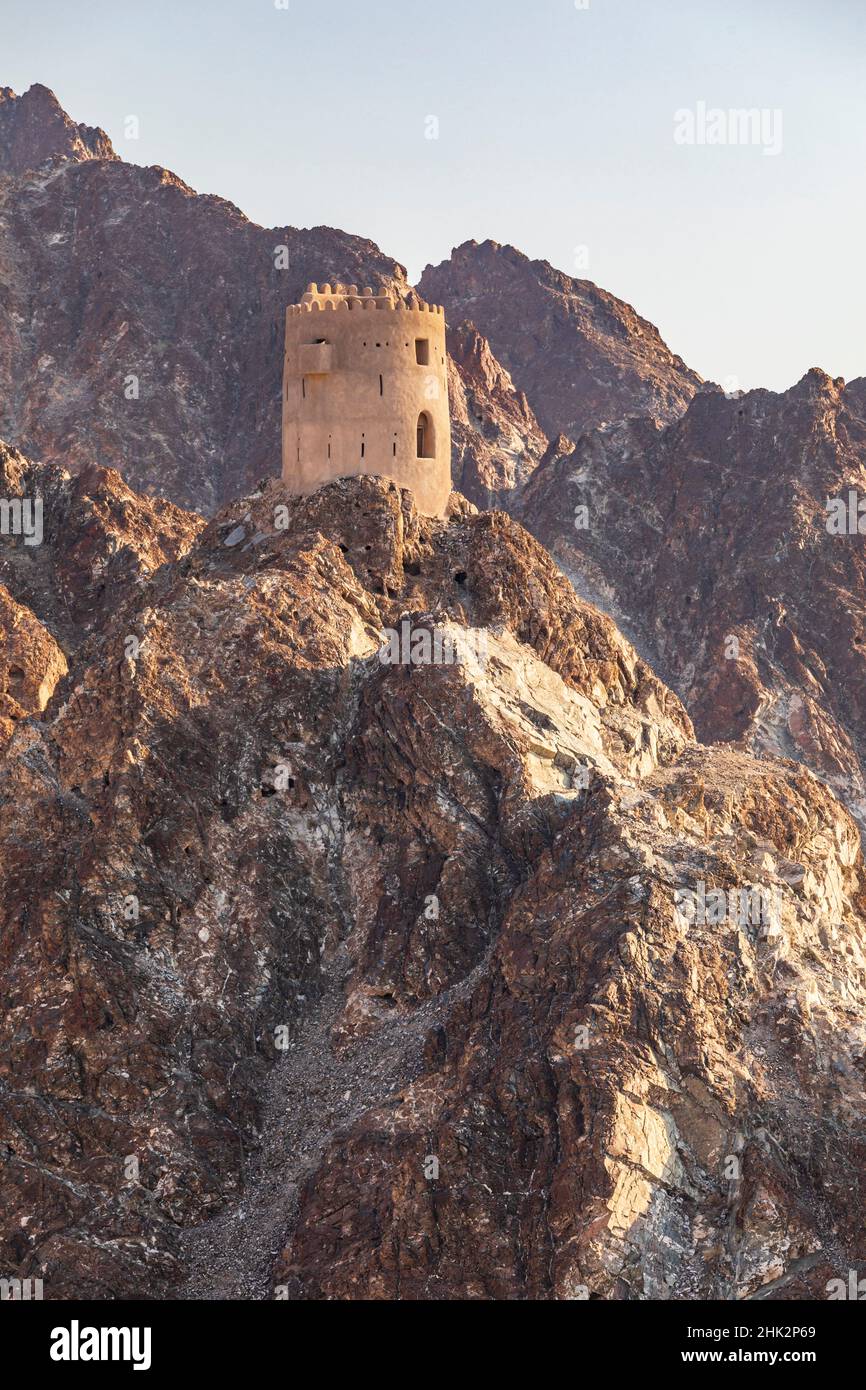 Middle East, Arabian Peninsula, Oman, Muscat, Muttrah. Fortified tower ...