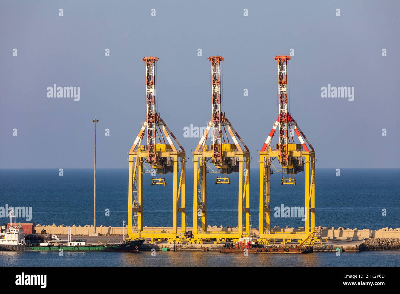 Middle East, Arabian Peninsula, Oman, Muscat, Muttrah. Container port ...
