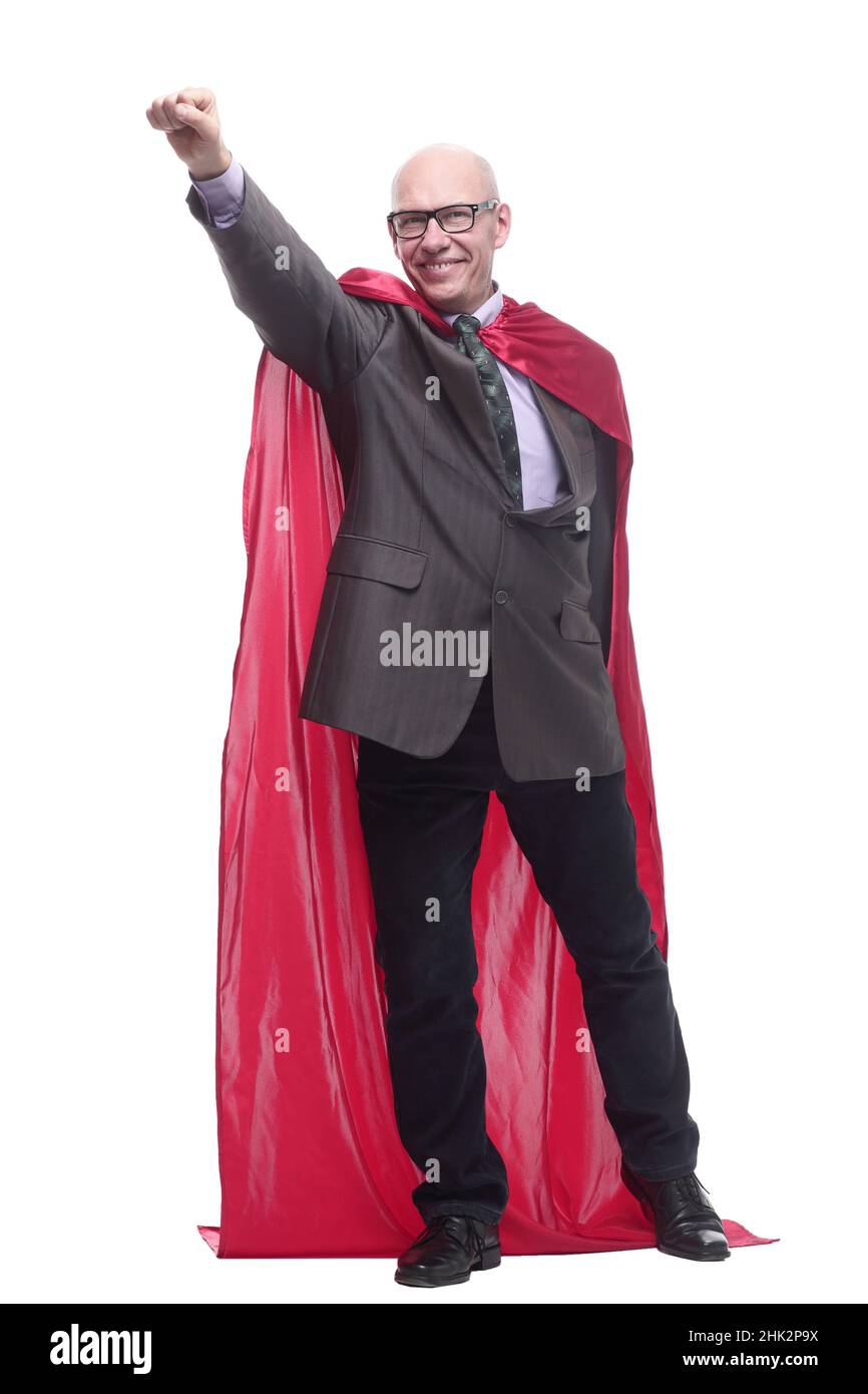 business man in a superhero raincoat. isolated on a white Stock Photo ...