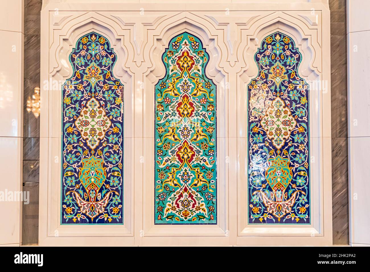 Middle East, Arabian Peninsula, Oman, Muscat. Decorative windows in the ...