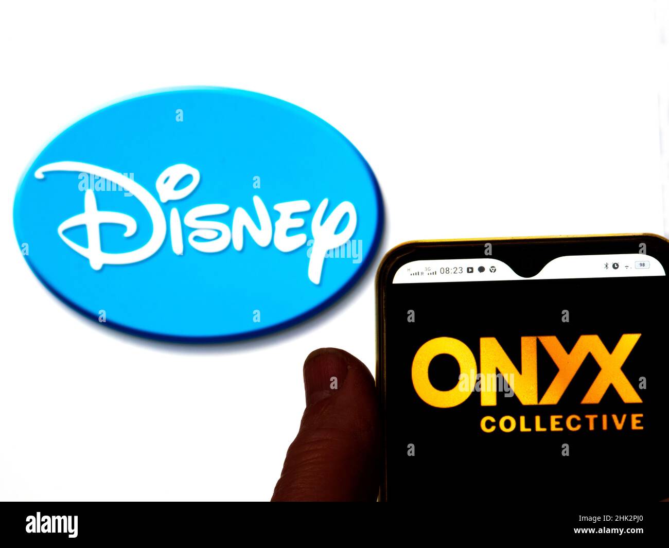 In this photo illustration, the Onyx Collective logo is displayed on a ...