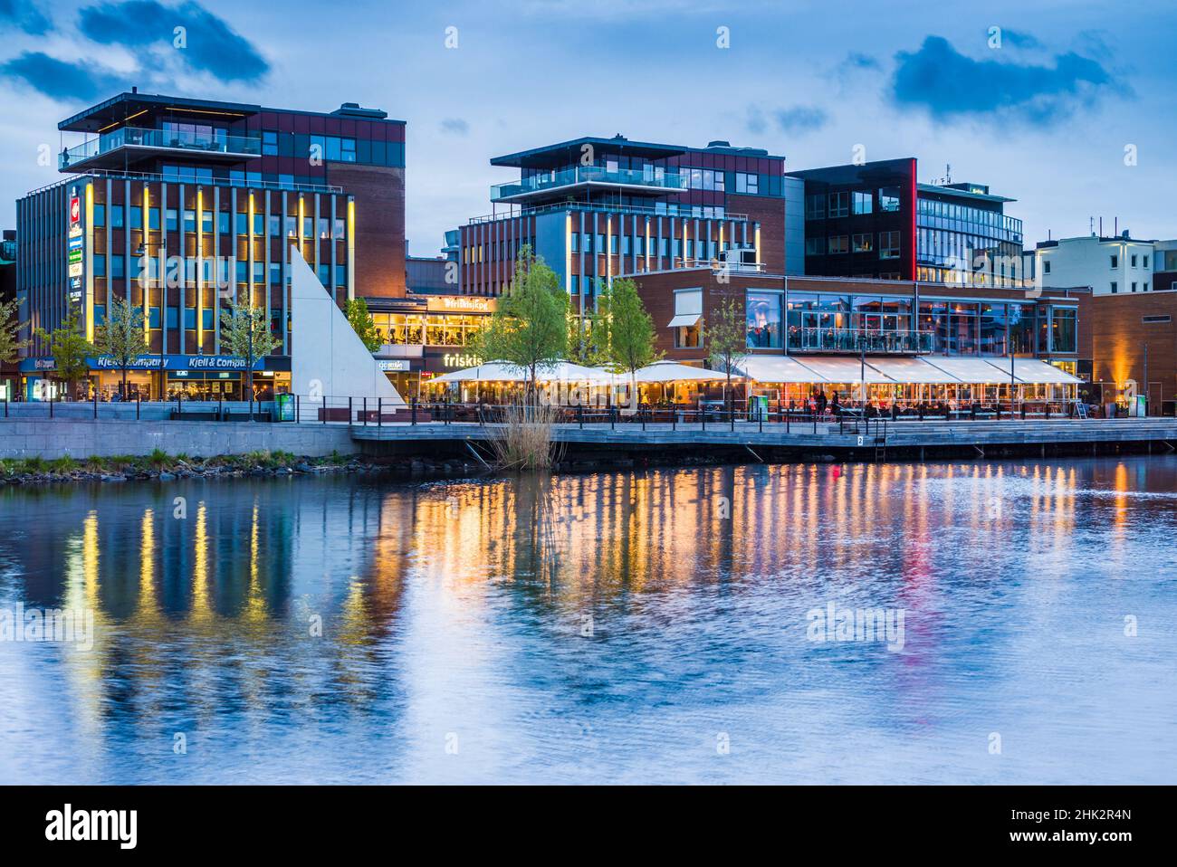 Sweden, Lake Vattern Area, Jonkoping, renovated harbor area along ...