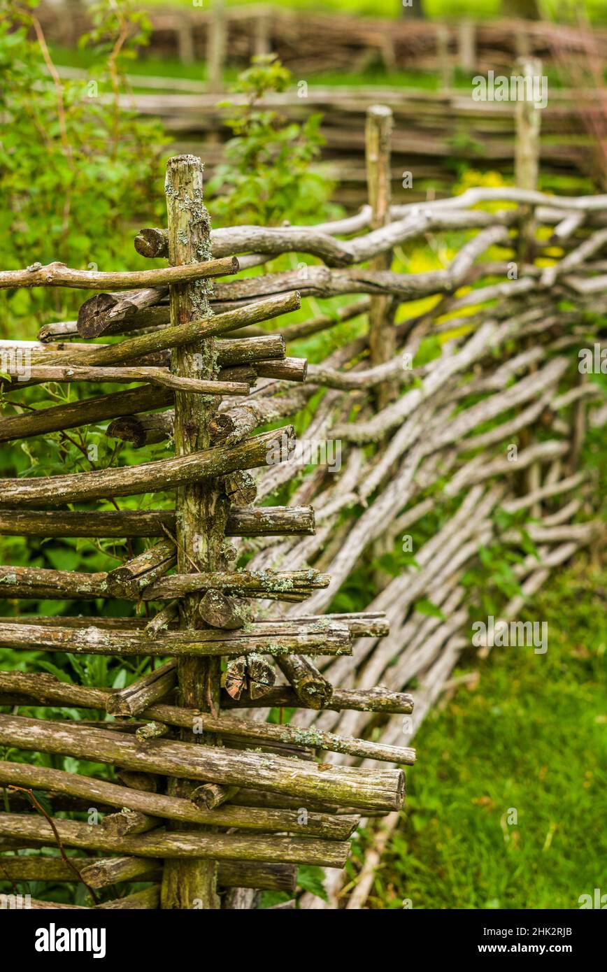 Sweden, Bohuslan, Tanumshede, traditional architecture, wood fence ...